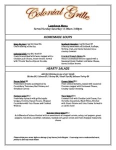 Lunch Menu - Colonial Hotel